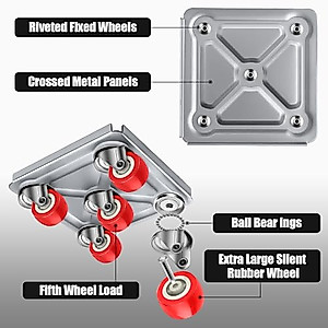 BTEC Furniture Sliders for Hardwood/Carpeted Floors, Furniture Movers with Wheels of 5, Appliance Dolly for Heavy Furniture