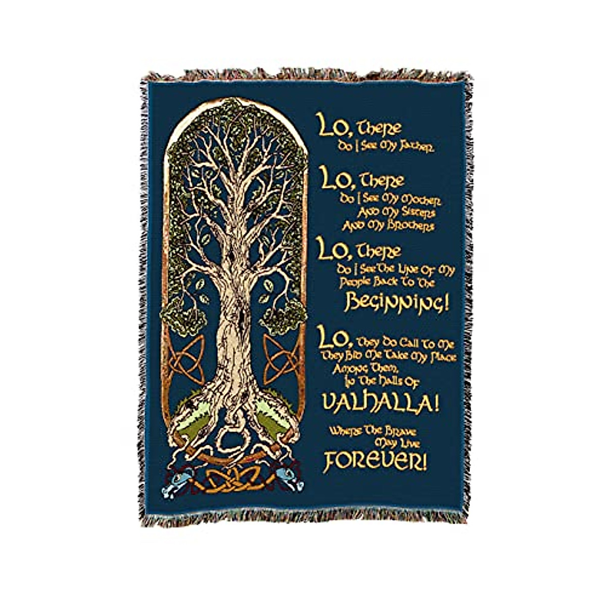 Pure Country Weavers The Viking Prayer Blanket - Tree of Life - Norse Gift Tapestry Throw Woven from Cotton - Made in The USA (72x54)