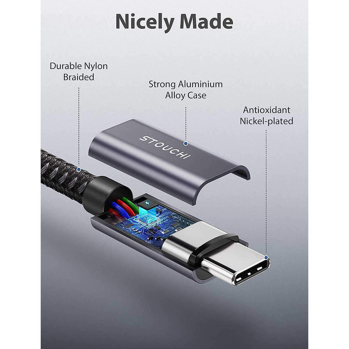 Stouchi USB C Extension Cable 6FT/1.8M, PSVR2 Extension Cable Type C 3.1 Male to Female Fast Charging & Audio Data Transfer for iPhone15, iPad Mini/pro, MacBook Air M2/ M1 Mac Mini/pro, Mag- Safe