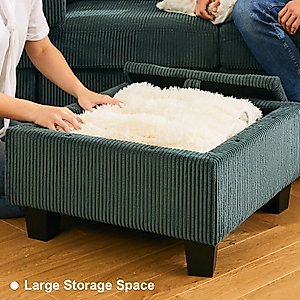 Belffin Oversized Modular Couch with Storage Ottoman Large Corduroy Sectional Couch with Chaise Convertible Modern Sectional Sofa Couch Dark Green