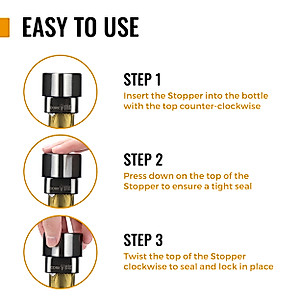 Cork Genius Champagne Stopper for Bottles, Silicone Sealed Champagne Bottle Stopper, Leakproof Sparkling Wine, Prosecco, or Champagne Saver and Sealer, Gift Accessory for Champagne