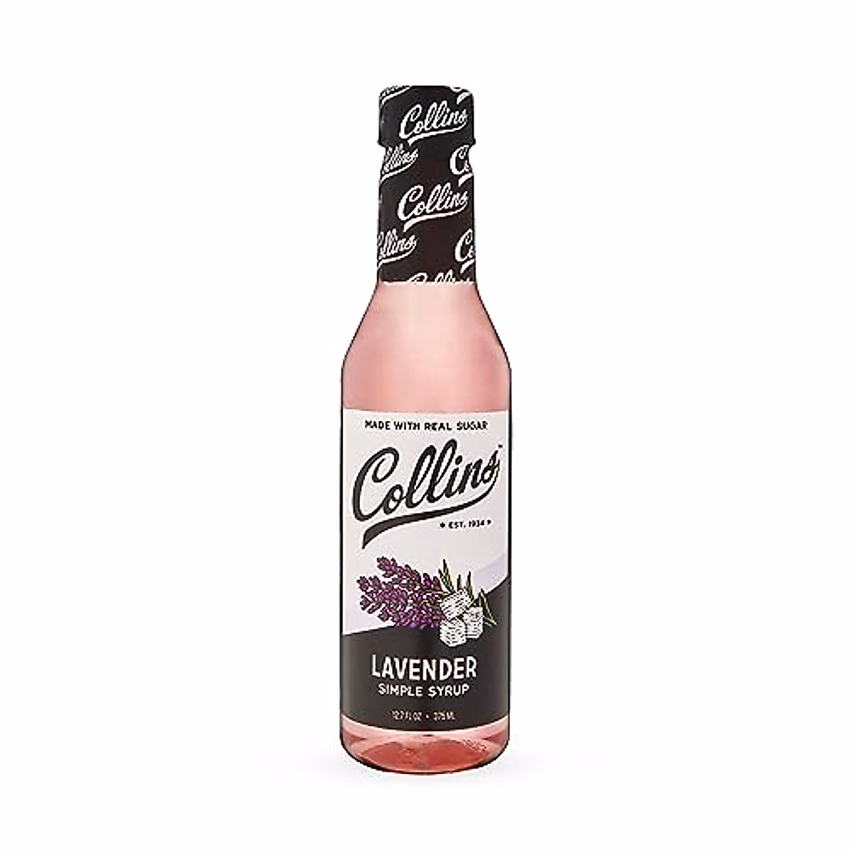 Collins Lavender Syrup - Lavender Simple Syrup Real Sugar Cocktail Syrups - Soda Water Flavors and Cocktail Mixers - 12.7oz Set of 1