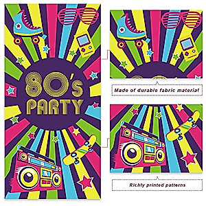 80’s Party Time Banner Tape Backdrop Throwback 80’s Style I Love 80’s Retro Theme Decor for Disco Rock Punk Music Dance Boom Box Hip Hop Birthday Back to the 80's Party Flag Favors Decorations