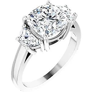 Sparkx Diamond Colorless Moissanite 4.00 CT Cushion Cut Engagement Ring,3 Stone Anniversary Ring, Solitaire Promise Wedding Ring,925 Sterling Silver Gift For Her (6)