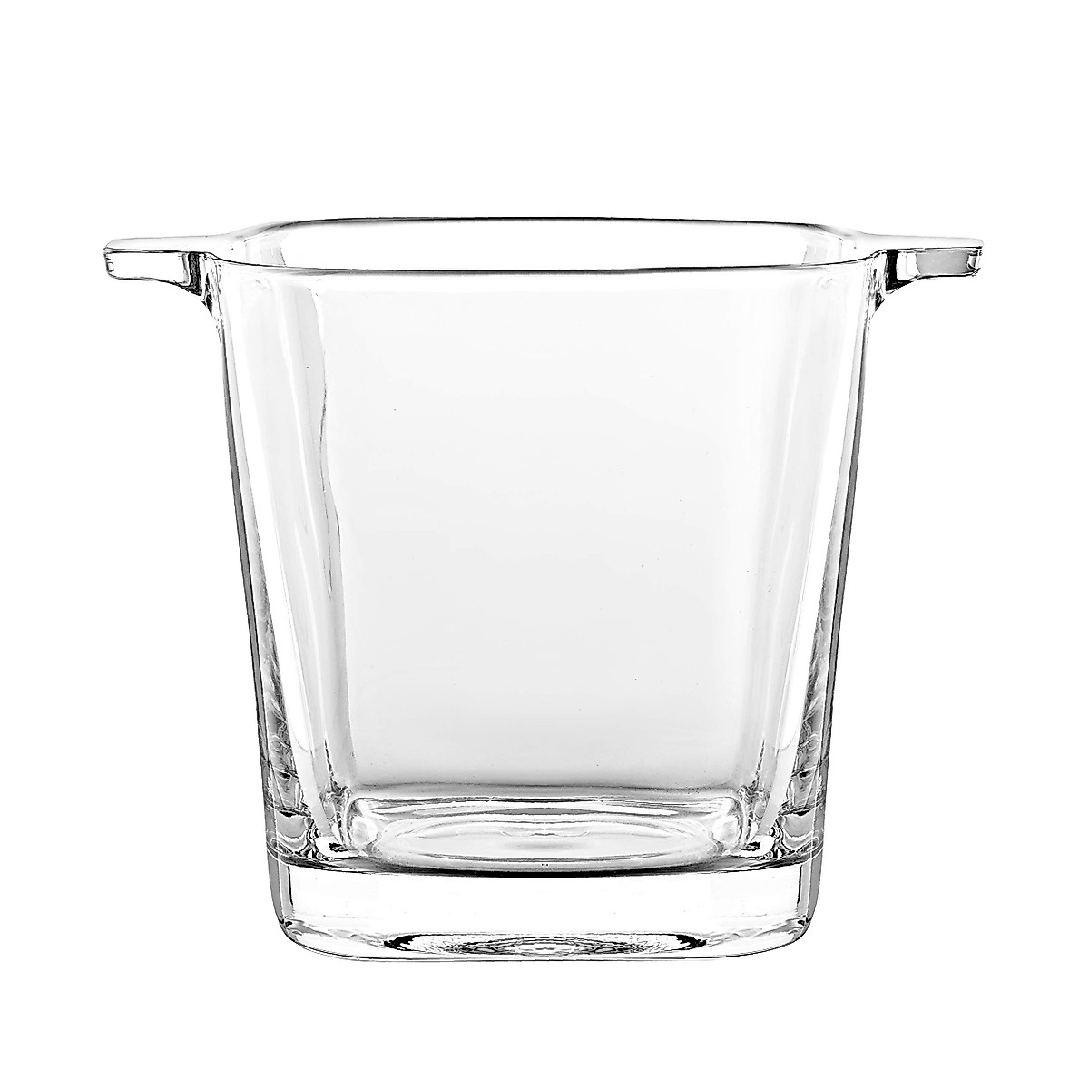 Glass - Ice Bucket - 5.7" H - By Barski - European Quality Glass - Square Shaped - with Two Handles - Made in Europe