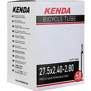 Kenda, Presta-Removable Valve Core, Tube, Presta, Length: 48mm, 27.5'', 2.40-2.80,Black