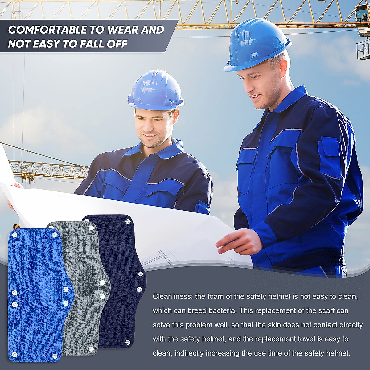 Funtery 12 Pieces Hard Hat Sweatband Washable Reusable Welding Helmet Sweatband 3 Colors Hard Hat Liner Helmet Accessories for Welding Safety (Dark Blue, Light Blue, Gray)