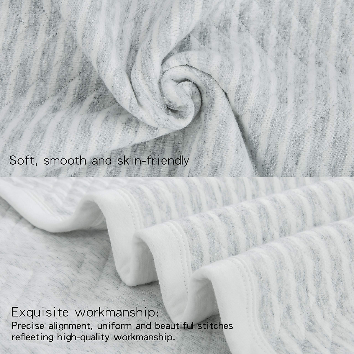 NTBAY Jersey Cotton Quilted Toddler Blanket, Breathable and Warm for Boys and Girls Baby Blanket, 30x40 Inches, Grey Wave