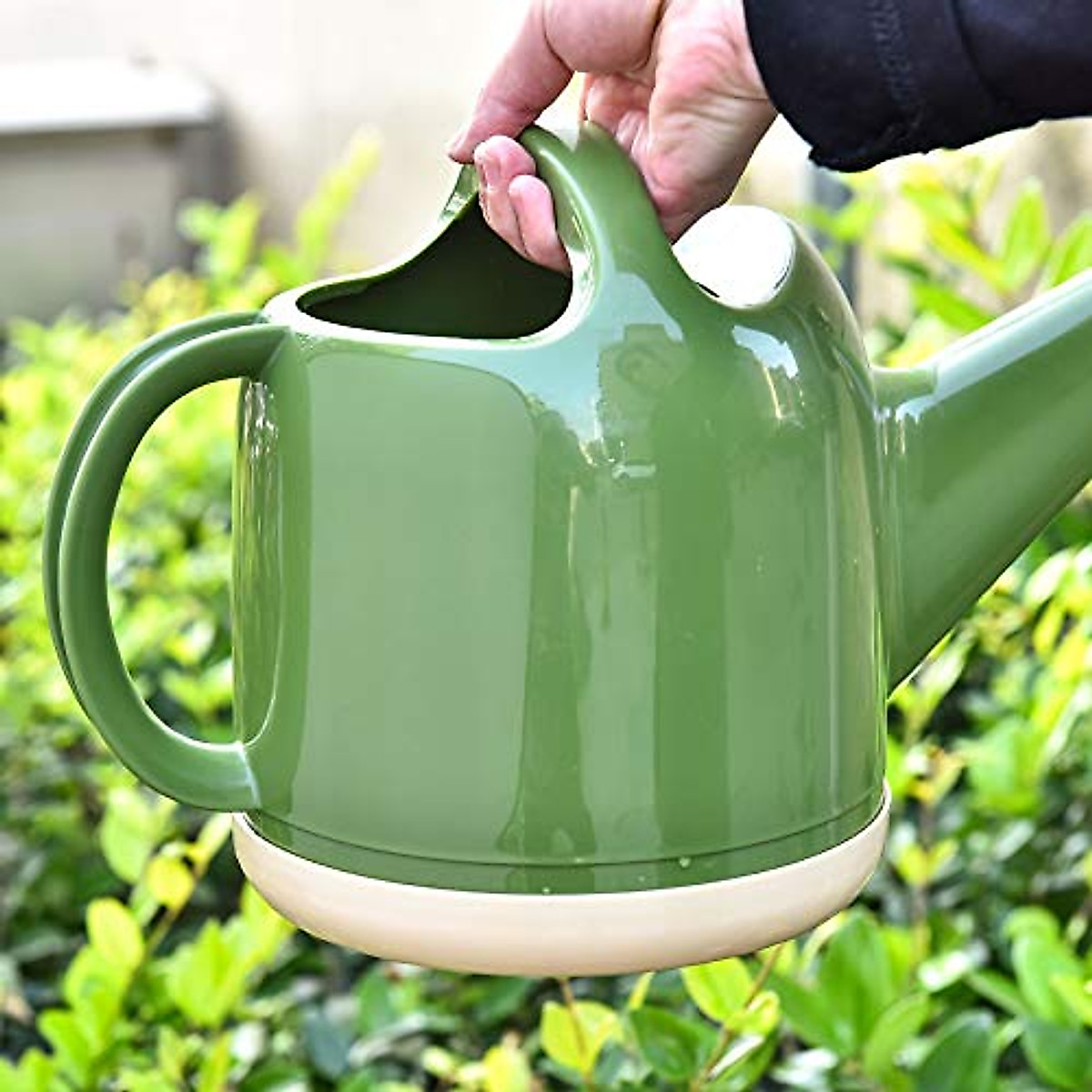 NOBONDO Watering Can 1 Gallon with Sprinkler Head, Plant Watering Can Long Stem Spout for House Indoor Plant Outdoor Flower Decorative Modern Garden Pot (4L, Green)
