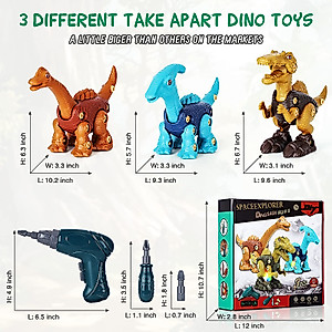 Take Apart Dinosaur Toys for Kids with Sound & Light & Wheel, Dinosaur Toy for 4 5 6 7 8 Year Old Boys,STEM Educational Construction Building Toy with Electric Drill Birthday Gift for Boy Girls