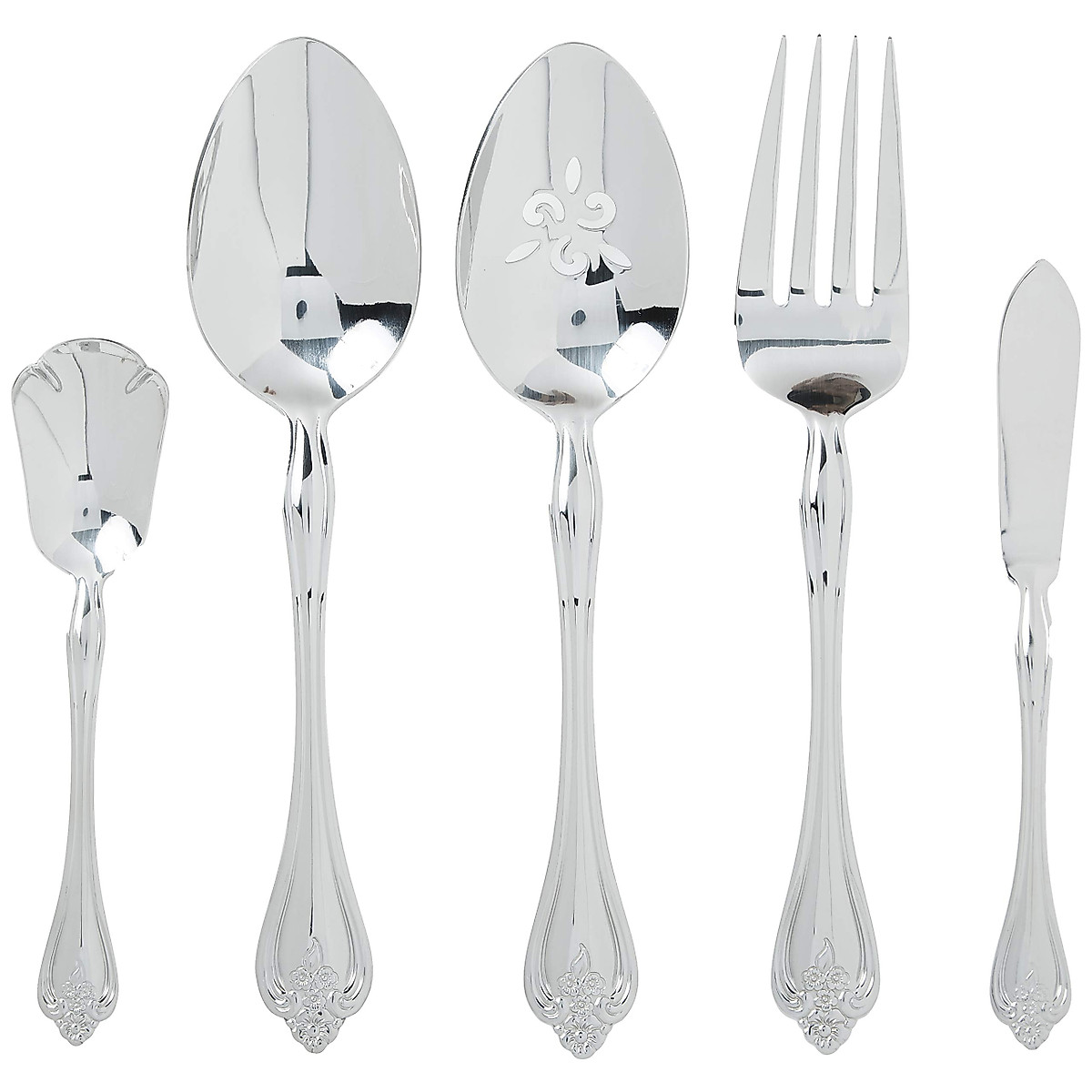 Oneida Boutonniere 45 Piece Everday Flatware, Service for 8, 18/0 Stainless Steel. Silverware Set, Dishwasher Safe, Multi