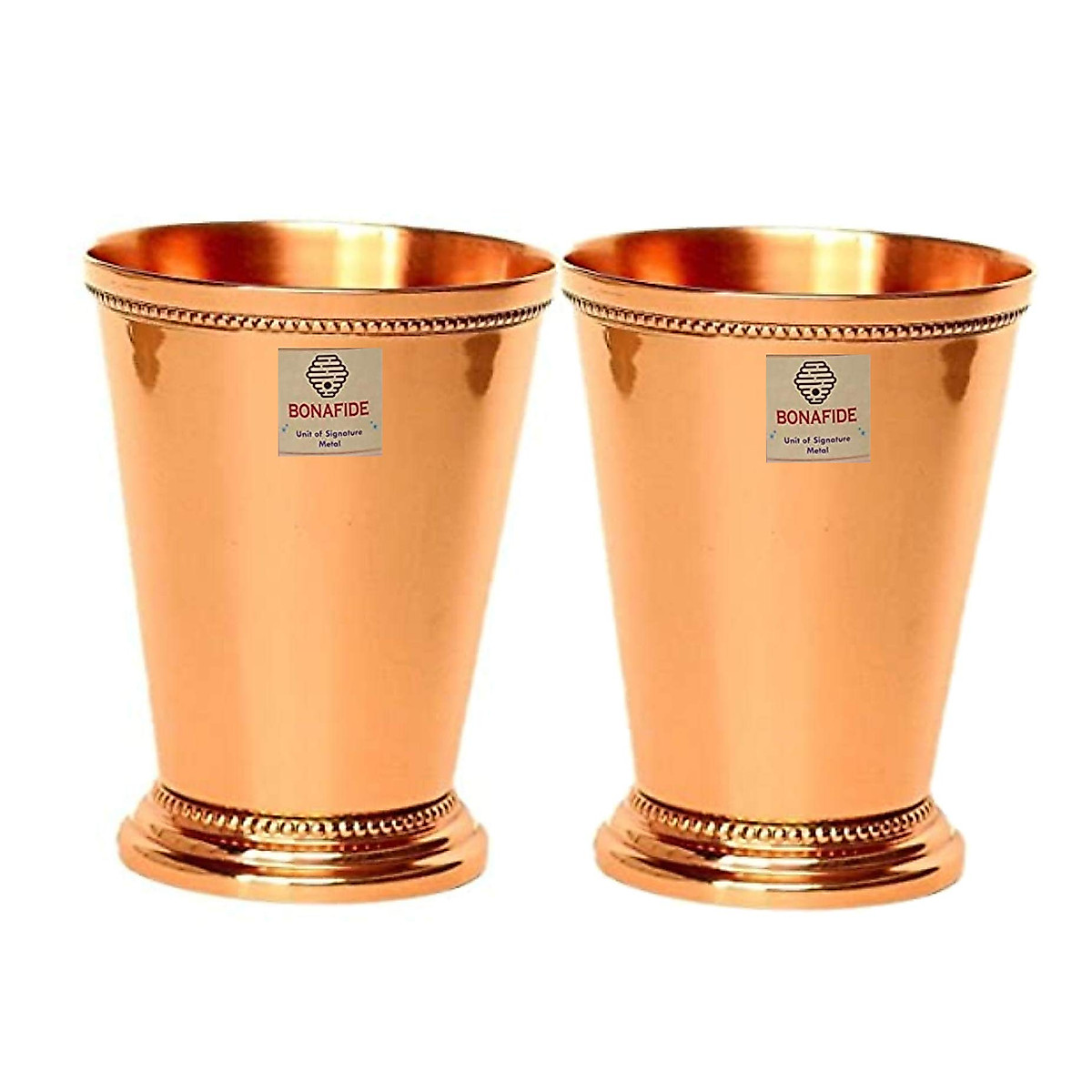 Bona fide pure Copper Moscow Mule Mint Julep Cup Tumbler Set of 2 | Traveller's Copper Mug for Serving,mint julep cup,copper 400 ml each