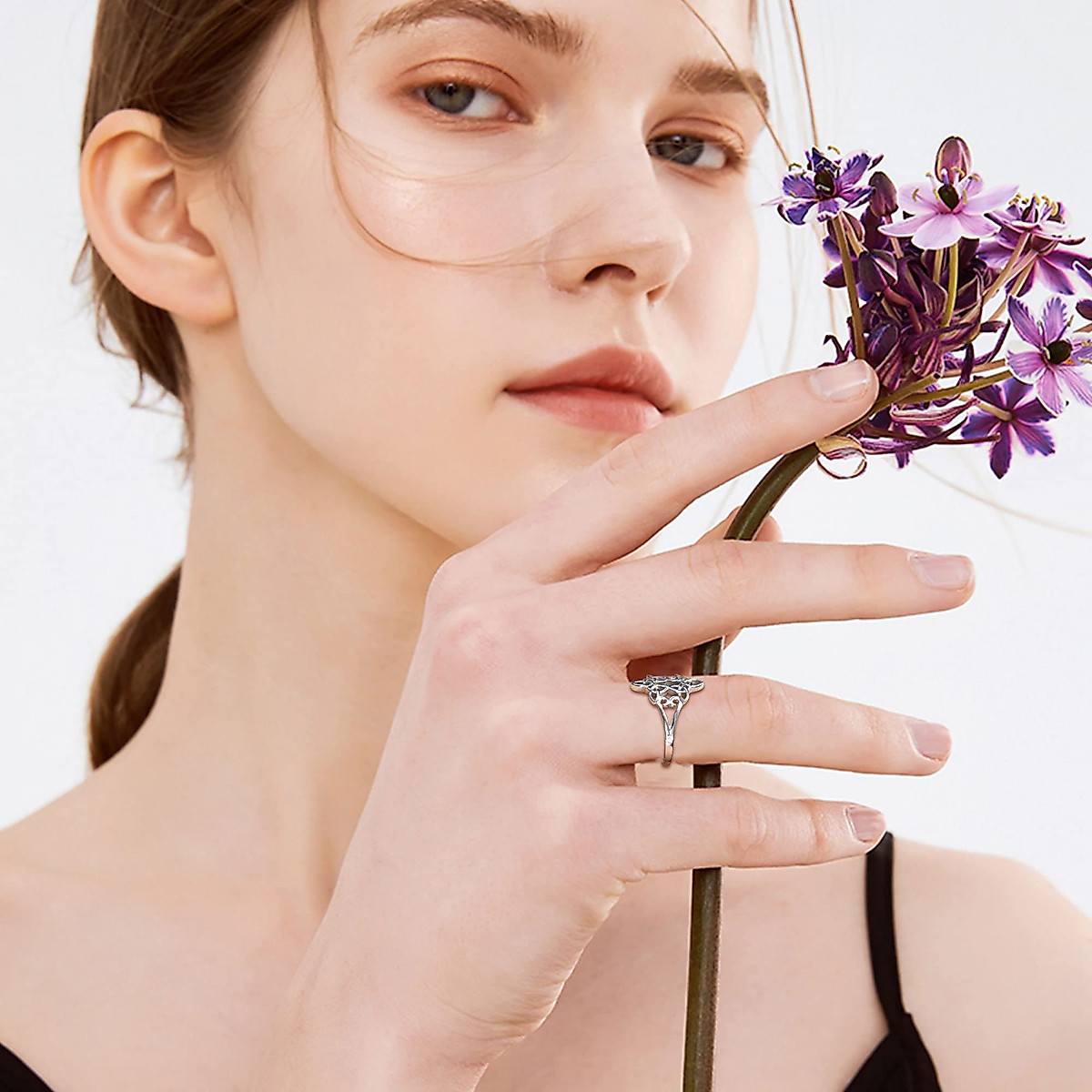 MUSECLOUD 925 Sterling Silver Celtic Knot Ring for Women Eternity Wedding Band Good Luck Promise Engagement Ring Jewelry Size 7