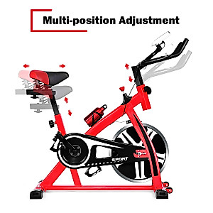 GYMAX Indoor Exercise Bike, Stationary Cycling Bike with Adjustable Resistance & LCD Monitor, Portable Wheels for Easy Transportation, Cardio Workout Training Bike