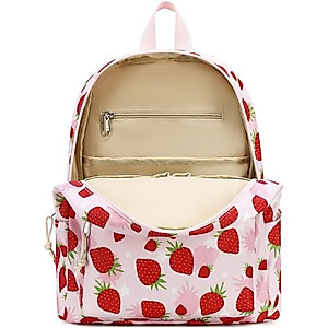 Women Girls Mini Backpack Teens Cute Small Backpack Purse Casual Travel School Bag (Strawberry)