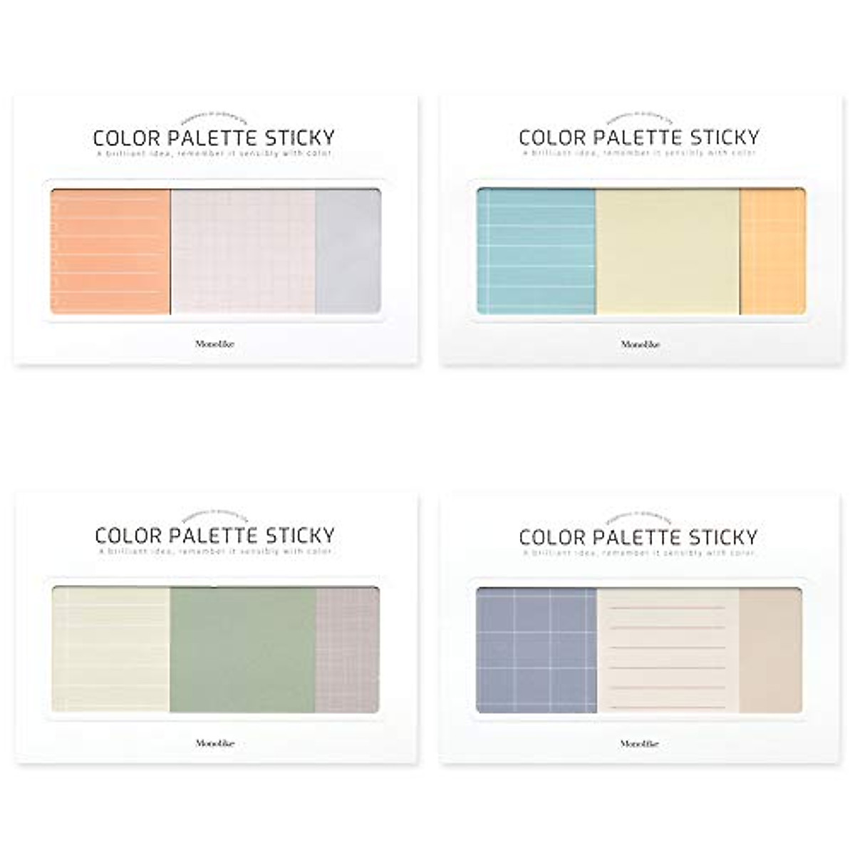 Monolike Color Palette Sticky Plan 300 C Set 4p - Self-Adhesive Memo Pad 50 Sheets