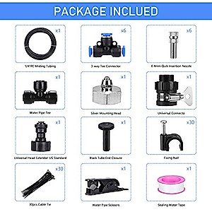 XDDIAS Fan Misting Kit for Outdoor Misting Cooling System with 19.67FT (6M) Misting Line+6 Nozzle+A Faucet Adapter DIY Cool Patio Breeze Misters Fan for Any Outdoor Fans