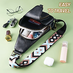 KFXFENQ Sling Bag for Women PU Leather Sling Bags for Women Crossbody Fashion Sling Backpack Multipurpose Chest Bag for Women (1-Brown)