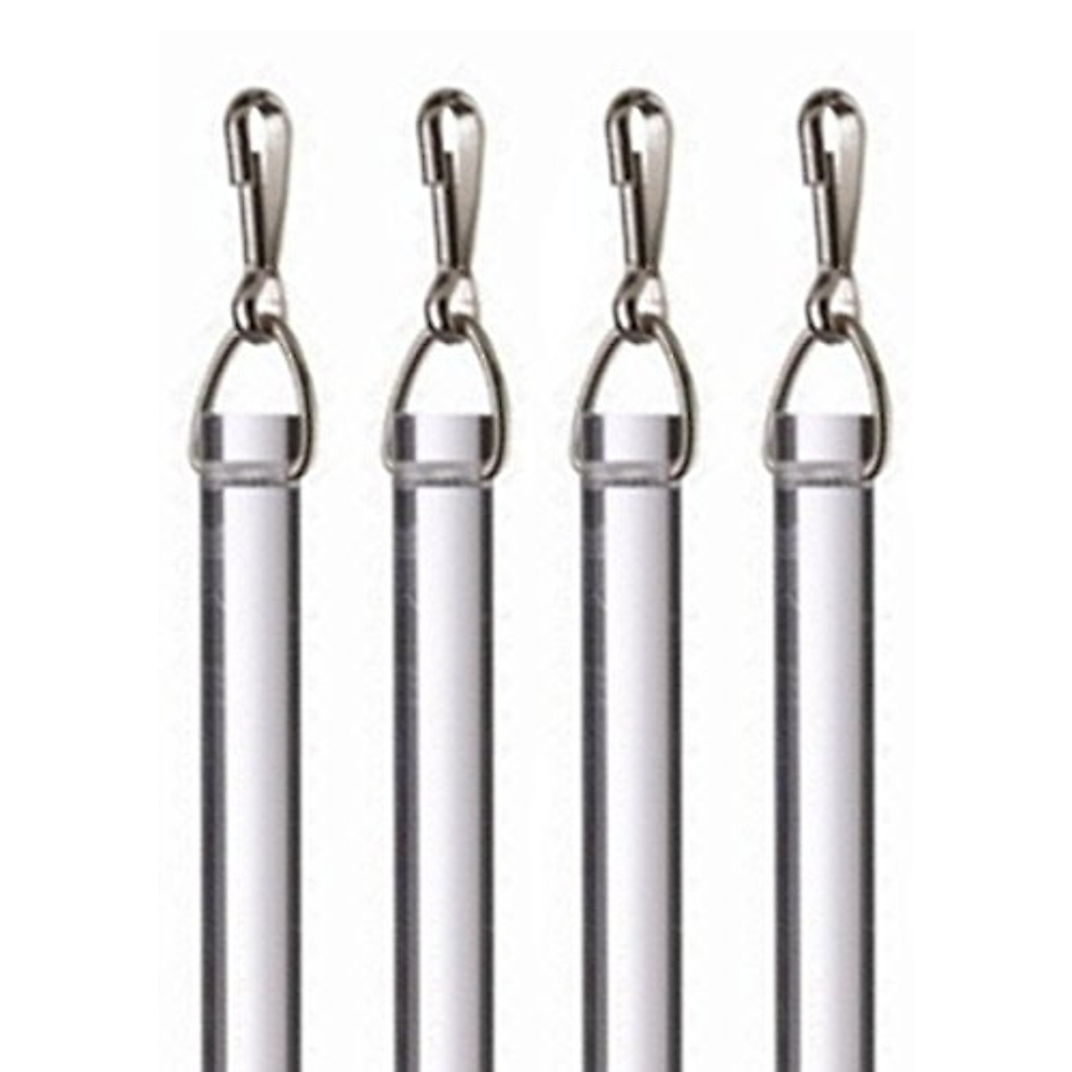 30" Heavy Duty Clear Acrylic Drapery Baton Curtain Wands 1/2" Thick with Stainless Steel Snap Hooks (4-Pack)