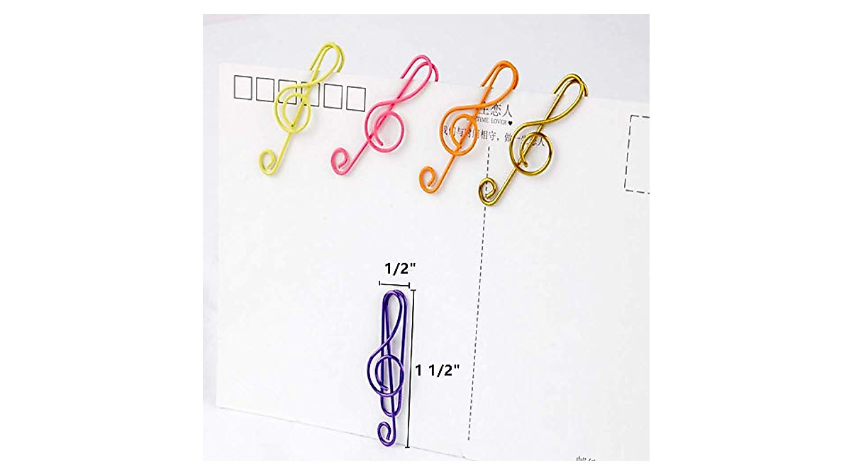 Music Note Paper Clips - Vibrant 6-Color Pack for Office & Crafts