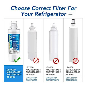 ICEPURE RWF4700AC Replacement for LG LT1000P MDJ64844601 ADQ74793501 LT1000PC, Kenmore Elite 9980 ADQ74793502 LRFXC2416S LRFVS3006S LRMDS3006S LFXS28596S Refrigerator and LT120F Air Filter 3PACK