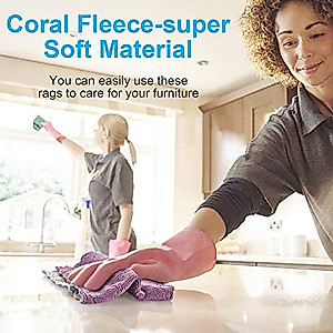 OstWony 12PCS Kitchen Towels Dish Towels, Multipurpose Reusable Dish Cloths, Double-Sided Microfiber Cleaning Rags for Furniture, Car, Tea, Bowl, 10x 6 inch