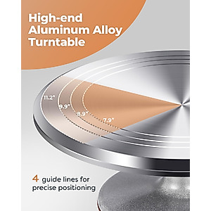 Kootek 12 Inch Cake Turntable Cake Decorating Kit Supplies, 7 Pcs Baking Supplies Aluminium Alloy Revolving Cake Decorating Stand, with 3 Icing Smoother, Icing Spatula, Silicone Spatula, Cake Cutter