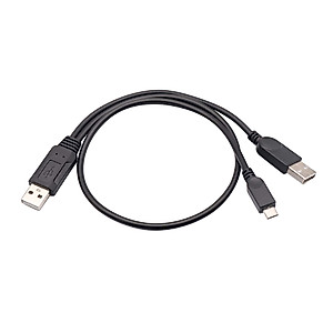 zdyCGTime USB 2.0 A Dual Power Micro Cable, USB 2.0 A Male to USB 2.0 A +Micro USB Male Y Adapter Charging Cable for Samsung, HTC, Tablet and More Extension Cable (1.7 ft)