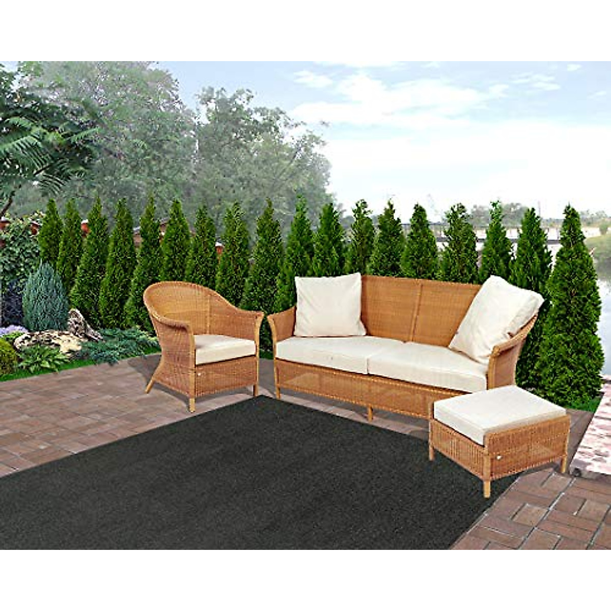 Indoor - Outdoor Area Rugs and Runners Constructed with Superior PET Fiber Made from 100% Purified Recycled Bottles. (9' x 12', Black Ice)