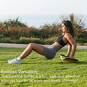 Blue Planet Balance Surfer | Bamboo Balance Board for Office, Standing Desks, Surfing, SUP, Yoga, Exercise! Includes 3 Balance Modules (EVA Foam)