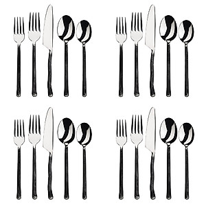 Gourmet Settings - 20-Piece Silverware Set - Montana Collection - Matte/Polished Stainless Steel Flatware Sets - Service For 4 - Kitchen Cutlery Utensils Knife/Fork/Spoons - Dishwasher Safe