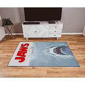 JAWS Movie Poster Printed Area Rug | Indoor Floor Mat, Accent Rugs For Living Room and Bedroom, Home Decor For Kids Playroom | Steven Spielberg Classic Movie Gifts And Collectibles | 52 x 78 Inches