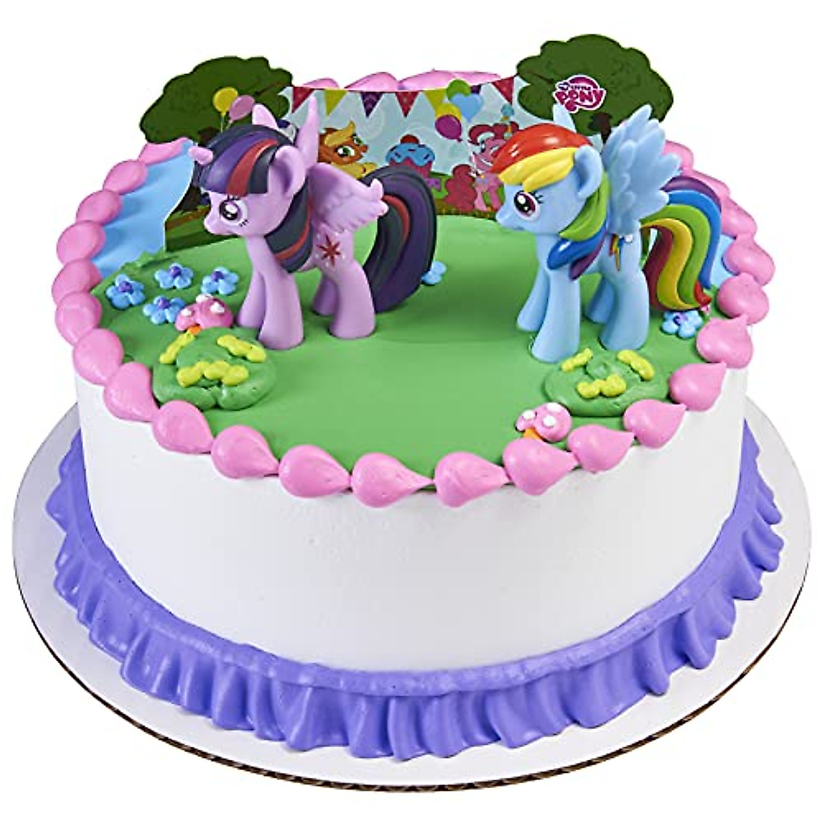 DecoPac My Little Pony Cake Topper, 3-Piece Cake Decorations with Rainbow Dash and Twilight Sparkle Ponies for Fun After the Birthday Party, 3"