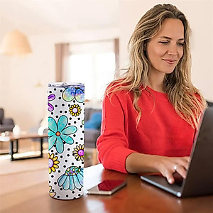 Daisies Vibrant Colours 20oz Tumbler With Lid Gifts for Kids, Birthday Gifts, Travel Mug for Friends Vacuum Stainless Steel Coffee Mug Stemless (Pack of 1)