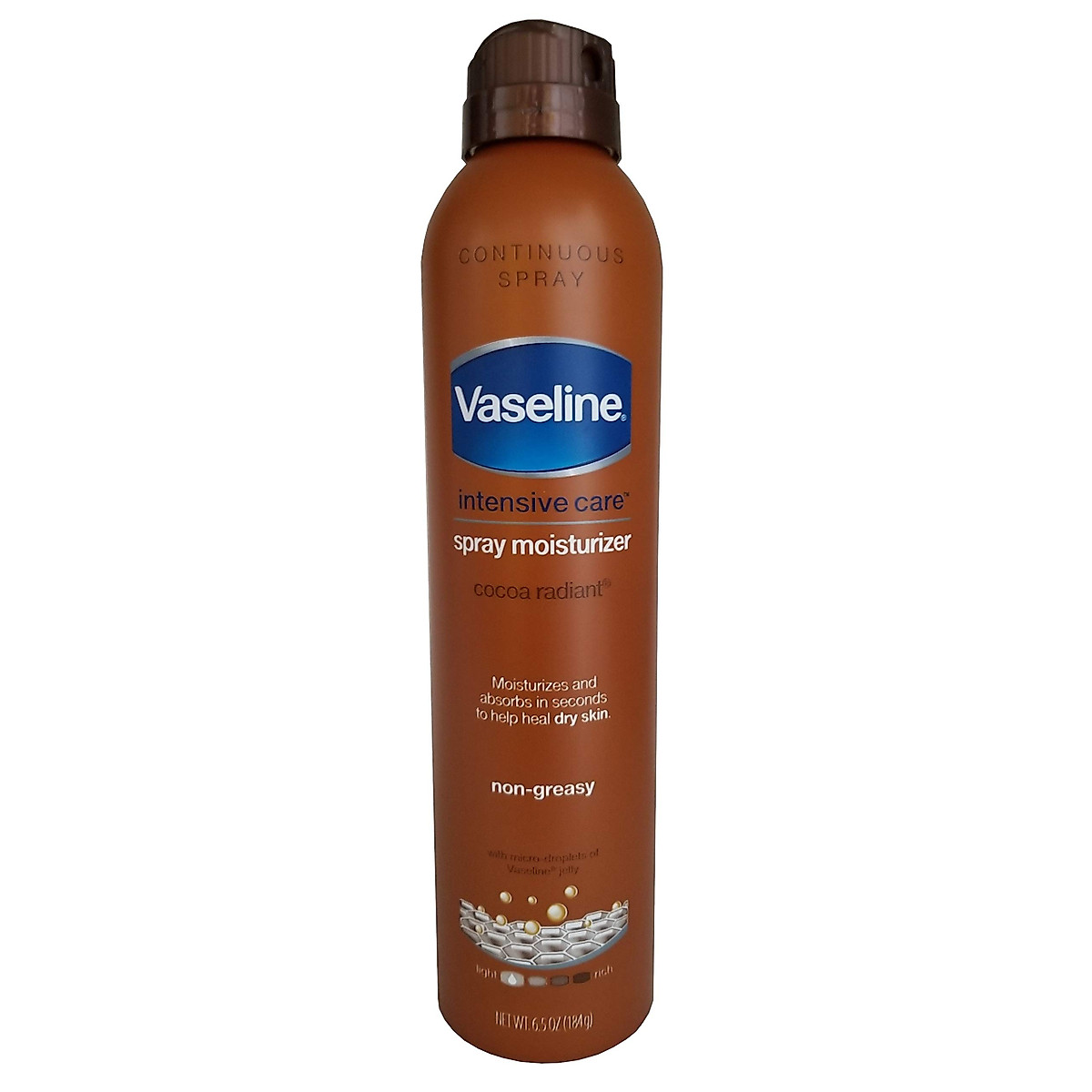 Vaseline Intensive Care Spray Moisturizer For Dry Skin Cocoa Radiant Made With 100% Pure Cocoa Butter 6.5oz (Pack of 6)