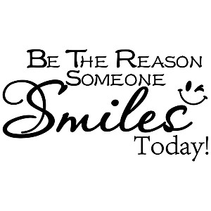 Inspirational Wall Stickers Quotes -Be The Reason Someone Smiles Today- Vinyl Wall Art Decal Positive Removable Decals for Classroom Office Bedroom School Home Decor