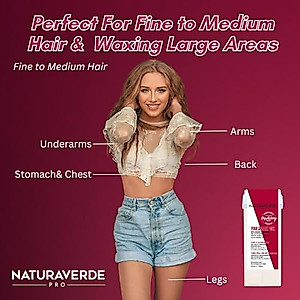 NaturaverdePro Pomegranate Roll On Wax for Hair Removal on Legs, Arms, Chest, Body Wax Hair Remover for Women, Formulated with Organic Camellia Oil - 3.38oz