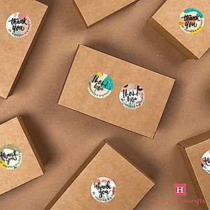 Howcrafts Thank You Stickers Roll of 500 | Abstract Posse 1.5" in 8 Designs | Round Thank You Labels | Gracias Stickers for Small Business | Packaging Stickers for Poly Mailer, Poshmark Supplies