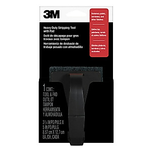 3M Heavy Duty Stripping Pad With Handle, 3-3/8 in x 5 in, Removes Paint, Varnish & Other Finishes, #3 Coarse, Synthetic Material Does Not Rust, Splinter Or Shred Like Steel Wool (10110NA)