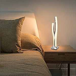 KARMIQI LED Table Lamps for Bedroom, Modern Bedside Lamp, Contemporary Arc Desk Lamp Nightstand Lamps for Living Room Guest Room