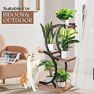 GEEBOBO Plant Stand Indoor, 3 Tier Plant Stands For Indoor Multiple Plants, Multi Tiered Wrought Iron Metal Flower Shelf Plants Holder Display Rack for Corner Outdoor Patio Balcony Living Room,Brown