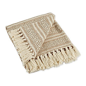 DII Rustic Farmhouse Cotton Adobe Stripe Blanket Throw with Fringe for Chair, Couch, Picnic, Camping, Beach, & Everyday Use, 50 x 60