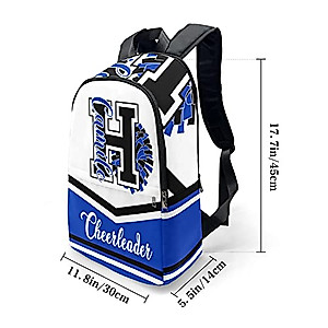 Yeshop Cheerleader Black Blue 1 Personalized Backpack for Teen Boys Girls,Custom Travel Backpack Bookbag Casual Bag Name Gift
