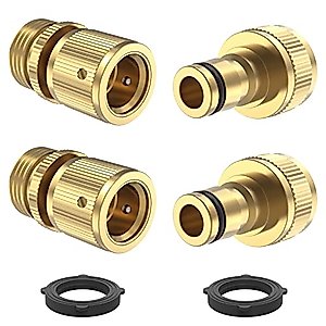 Twinkle Star Garden Hose Quick Connect Water Hose Fitting, 3/4 Inches Brass Male and Female Set (2 Sets of Male & Female Connector)