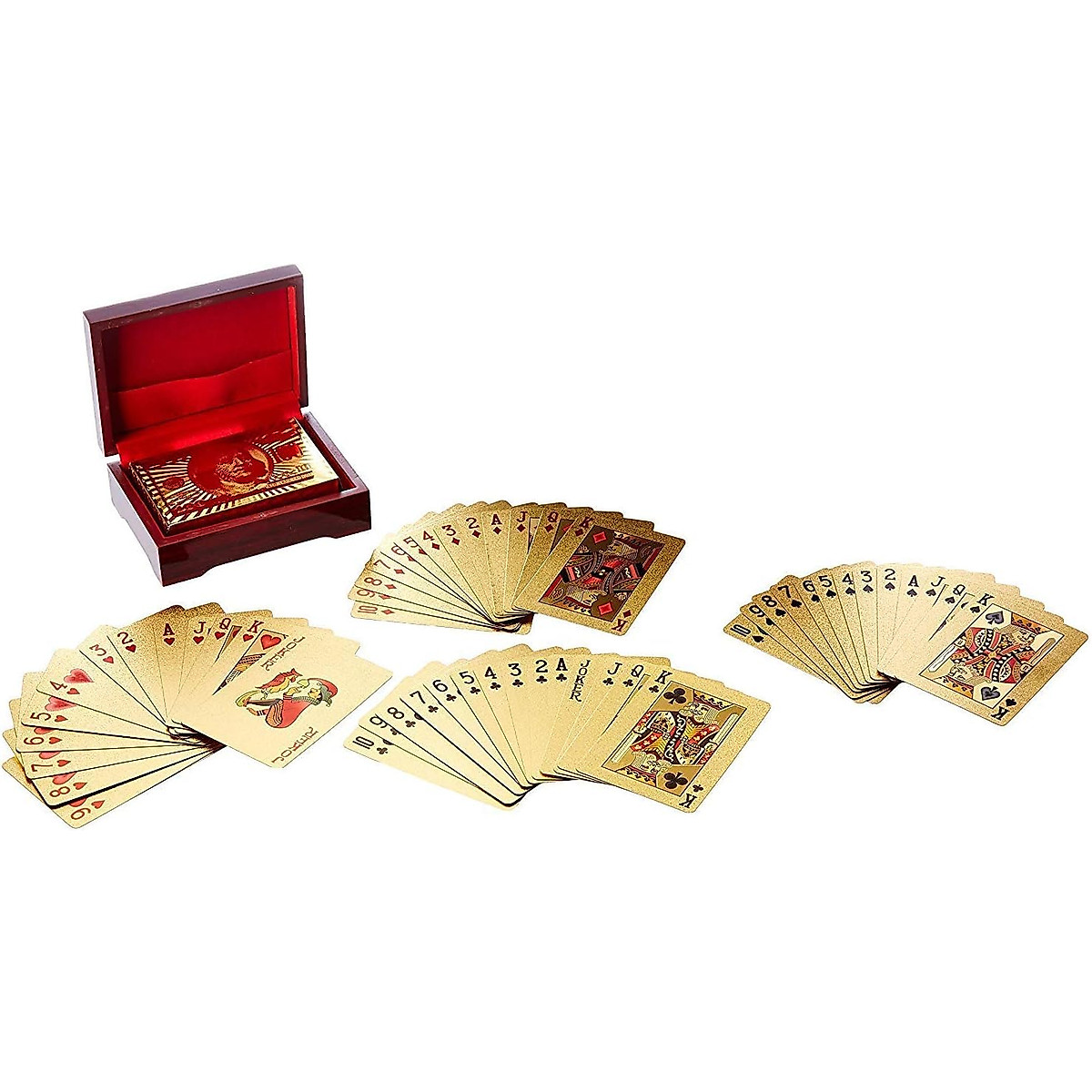 Gold Plated Playing Cards Poker with Wooden Gift Box Case Make Your Magic Tricks More Luxurious & Creative for Family & Friend