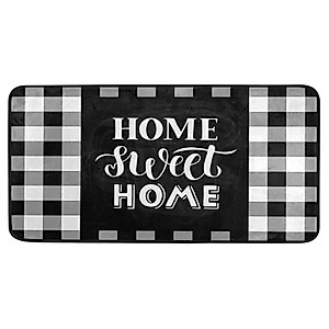 Buffalo Plaid Kitchen Rug Black and White Check Rugs Home Sweet Home Comfort Perfect Indoor or Outdoor Carpet for Front Porch,Farmhouse Home,Entryway Decor 39 x 20 Inch
