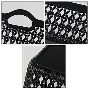 Julyeen 12 Packs Desktop Storage Basket Tray, Plastic Small Shallow Tray Set, Black