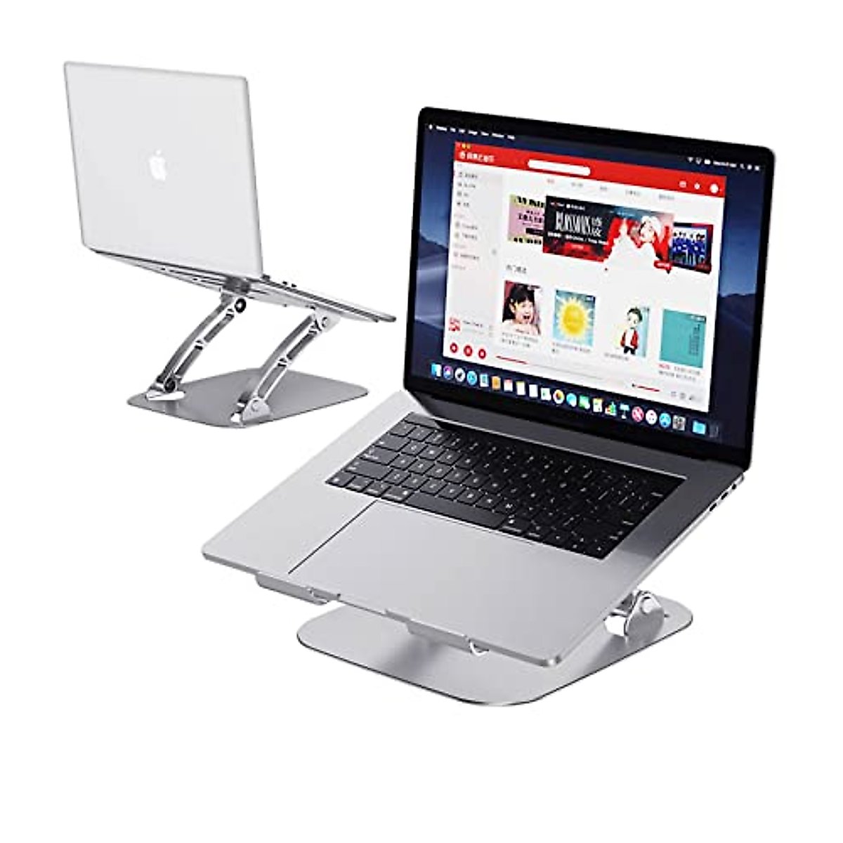 KBREE Aluminum Alloy Laptop Stand, Lifting and Foldable Desktop Riser with Cooling Function for Tablet Support, Adjustable, Multi-Angle Notebook Riser ,Compatible with All Laptop 10-15.6 Inches-Grey