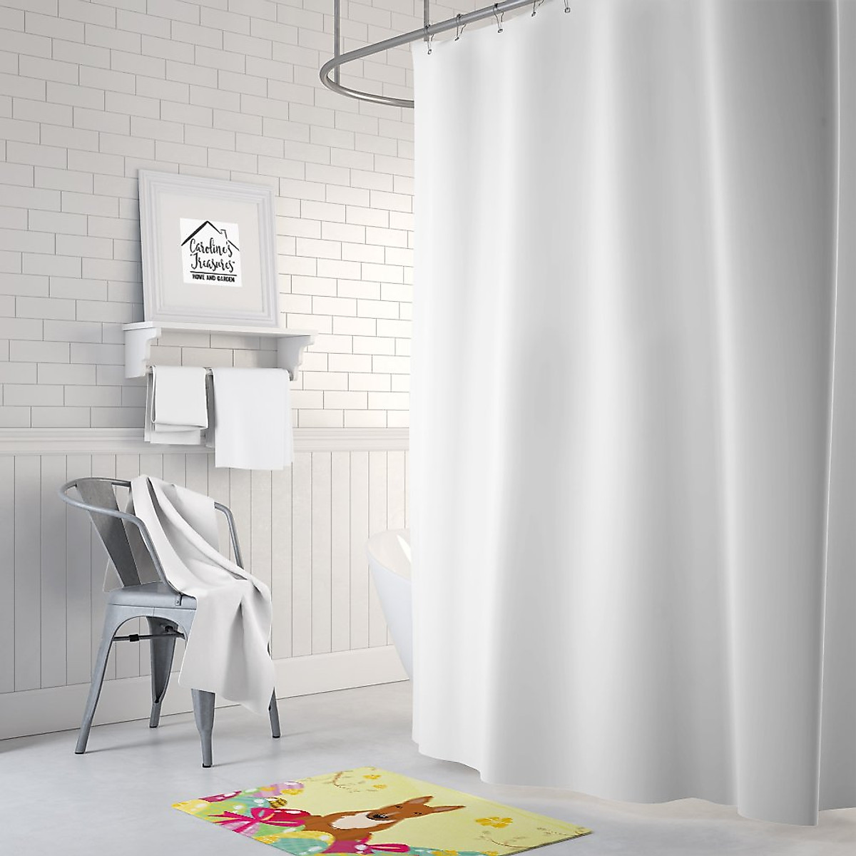 Caroline's Treasures BB6134RUG Easter Eggs Bull Terrier Red Machine Washable Memory Foam Mat, Bathroom Rug, Non-Slip Bath Mat, Durable Thick Washable Rugs for Kitchen, Bathroom Quick Dry, Decorative A