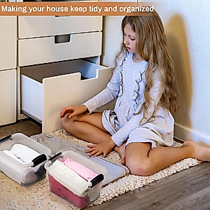 Cunno 12 Pcs 6 Qt Clear Plastic Storage Bins with Lid and Latching Buckles Stackable Storage Container Bin Totes for Storage Tote Box Organizing Tote Tub Box for Toy General Organization Solution